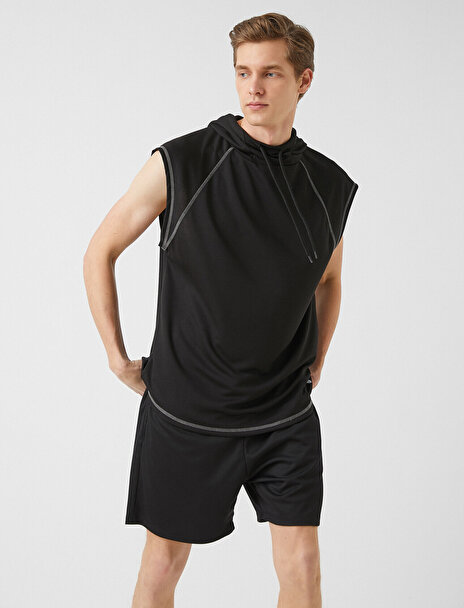 Koton Erkek Kapüşonlu Spor Kolsuz Sweatshirt
