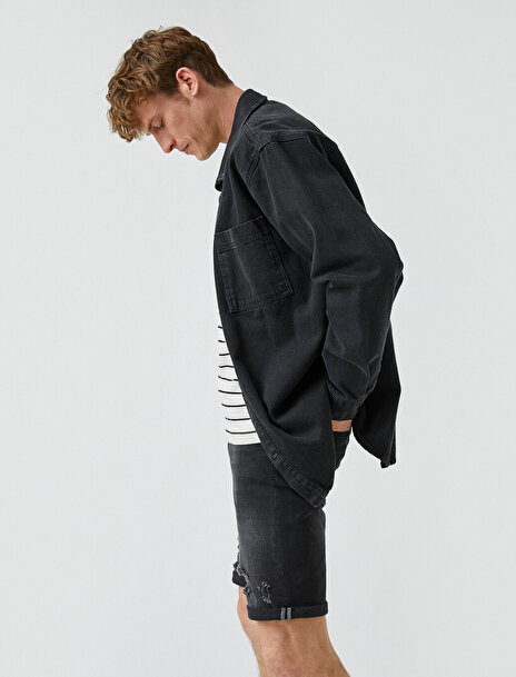 Koton Erkek Eskitilmiş Kot Şort