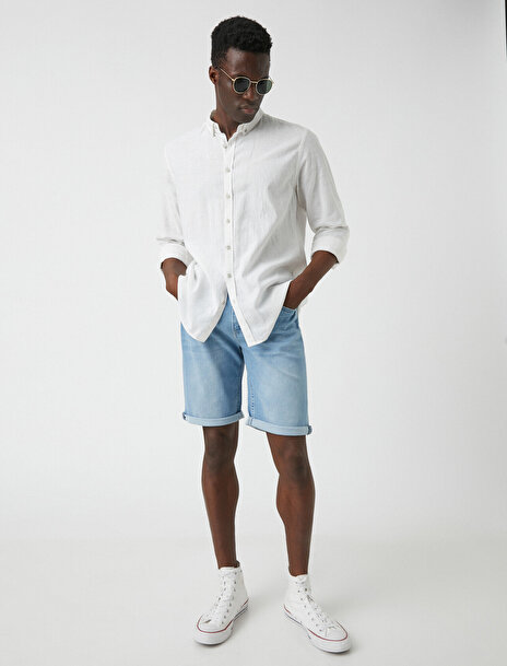 Koton Erkek Katlı Paça Kot Şort