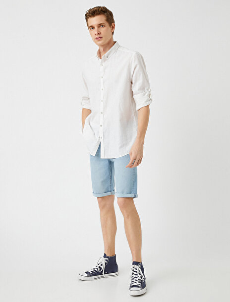 Koton Erkek Katlı Paça Kot Şort