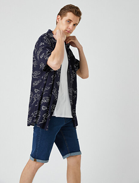 Koton Erkek Katlama Paça Kot Şort