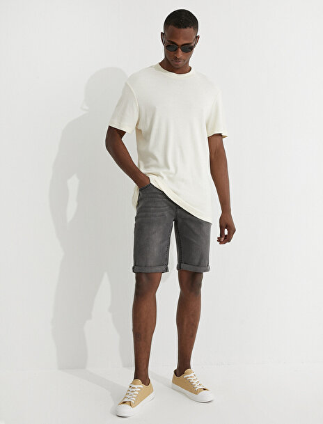 Koton Erkek Katlı Paça Kot Şort