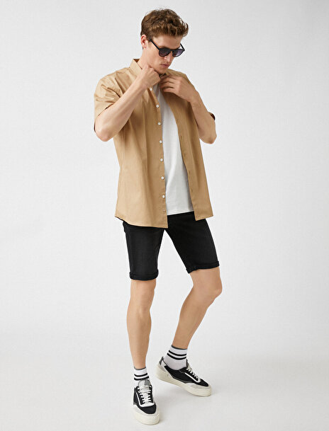 Koton Erkek Katlı Paça Kot Şort