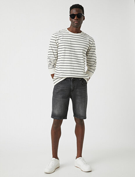 Koton Erkek Eskitilmiş Kot Şort