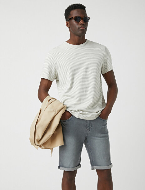 Koton Erkek Katlı Paça Kot Şort