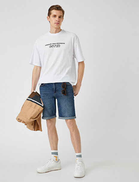 Koton Erkek Katlamalı Paça Kot Şort