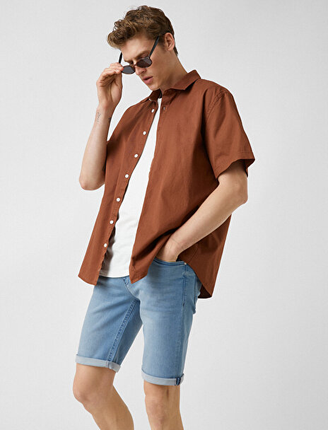 Koton Erkek Katlı Paça Kot Şort