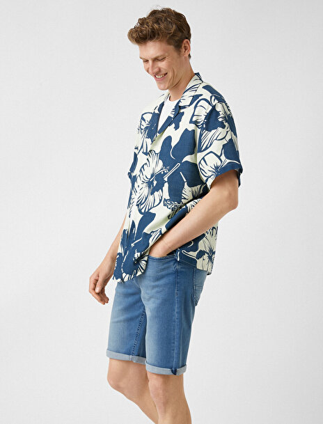 Koton Erkek Katlı Paça Kot Şort