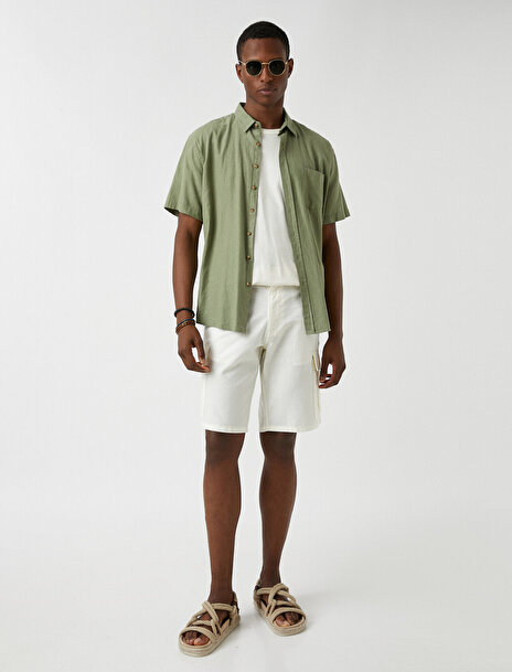 Koton Erkek Keten Karışım Kargo Chino Şort