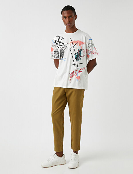 Koton Erkek Düz Kesim Keten Karışım Chino Pantolon