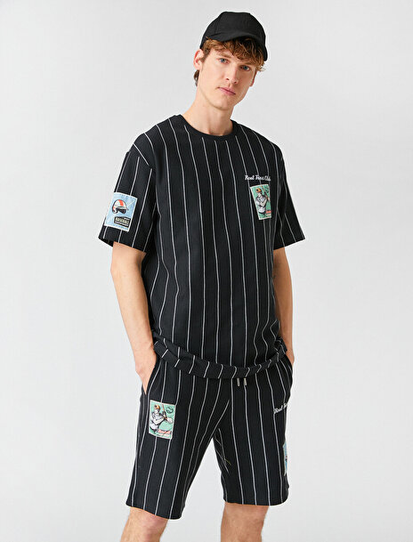 Koton Erkek Slim Fit Beyzbol Çizgili Şort