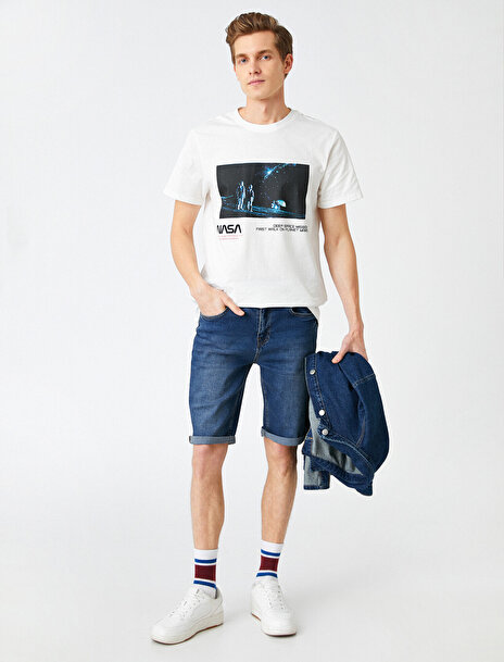 Koton Erkek Paçası Katlı Kot Şort