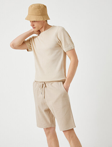 Koton Erkek Dokulu Beli Bağcıklı Şort