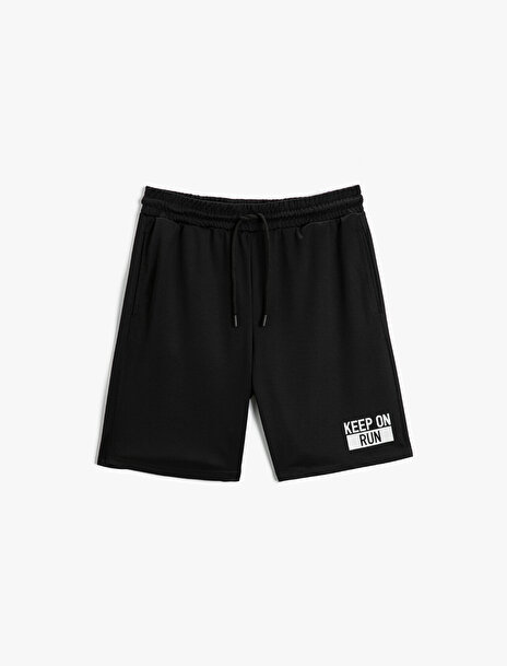 Koton Erkek Baskılı Kısa Spor Şort Belden Bağlamalı