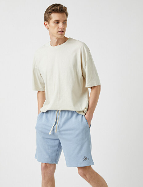 Koton Erkek Slim Fit Şort Belden Bağlamalı