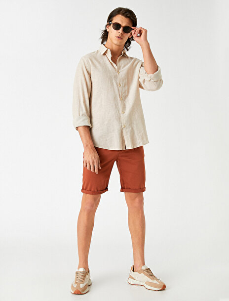 Koton Erkek Katlı Paça Gabardin Şort