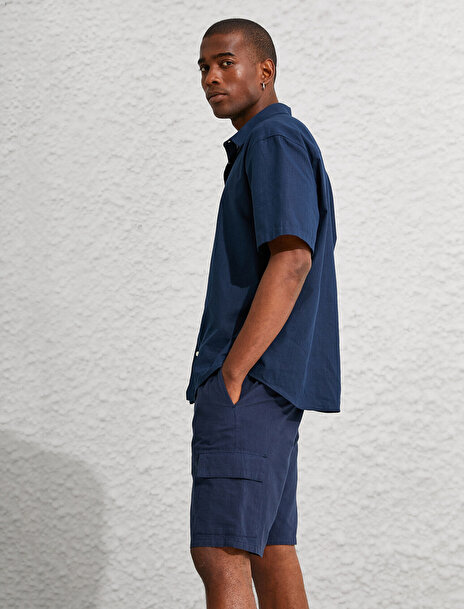 Koton Erkek Keten Karışım Kargo Şort