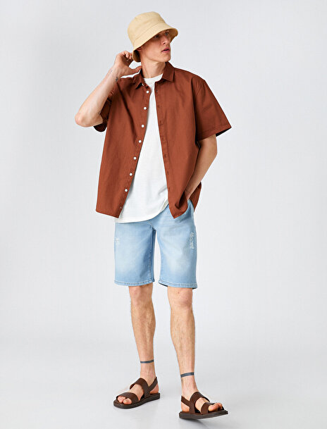 Koton Erkek Eskitilmiş Kot Şort