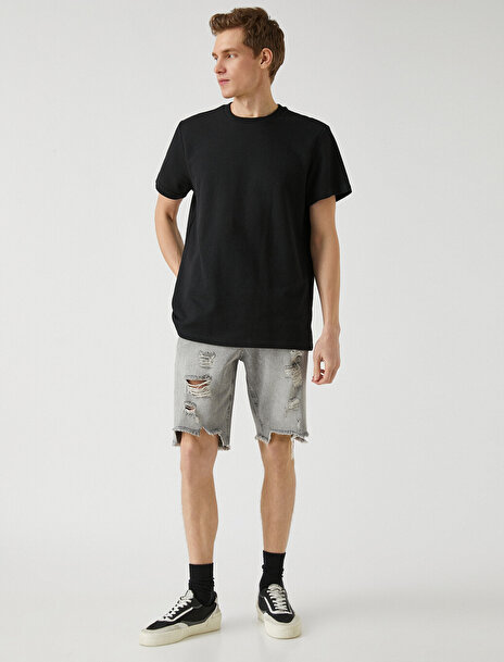 Koton Erkek Eskitilmiş Kot Şort