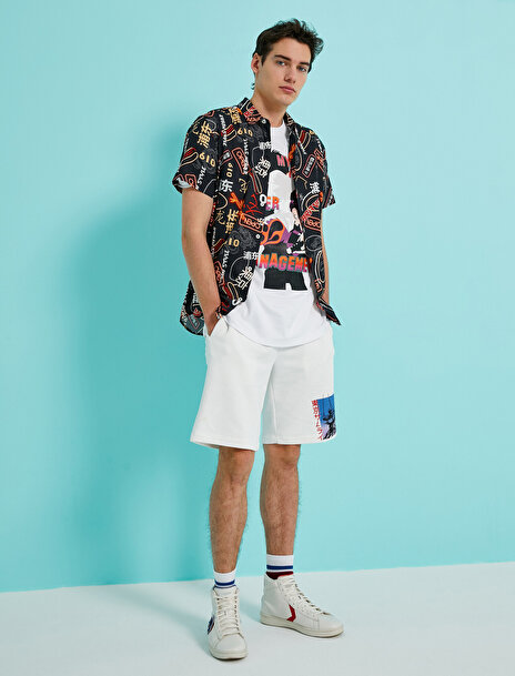 Koton Erkek Samuray Baskılı Şort Koton Erkek Samuray Baskılı Şort