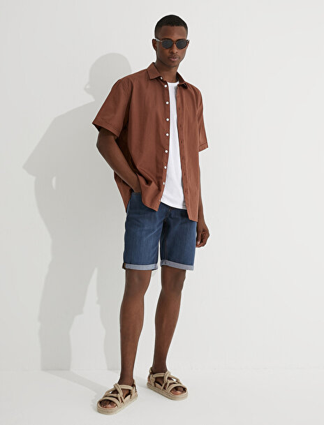 Koton Erkek Katlı Paça Kot Şort