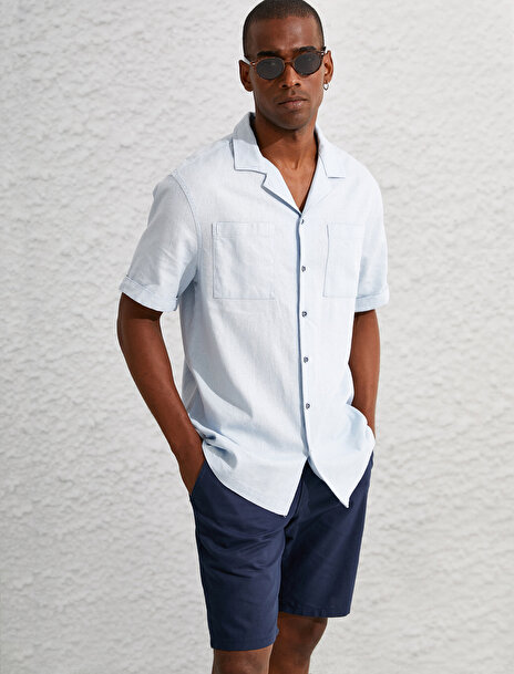 Koton Erkek Keten Karışım Kısa Kollu Gömlek Koton Erkek Keten Karışım Kısa Kollu Gömlek