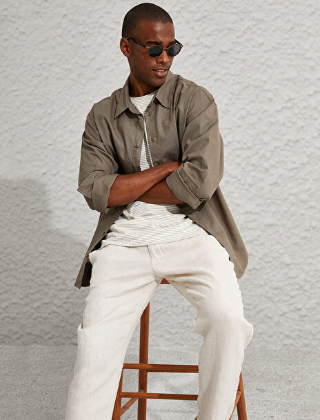 Koton Erkek Keten Karışım Basic Gömlek