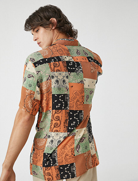 Koton Erkek Etnik Desenli Kısa Kollu Gömlek