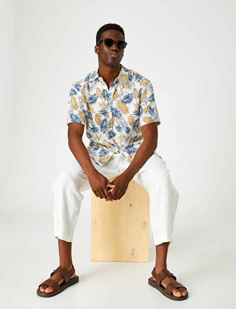 Koton Erkek Yaprak Desenli Kısa Kollu Gömlek Koton Erkek Yaprak Desenli Kısa Kollu Gömlek