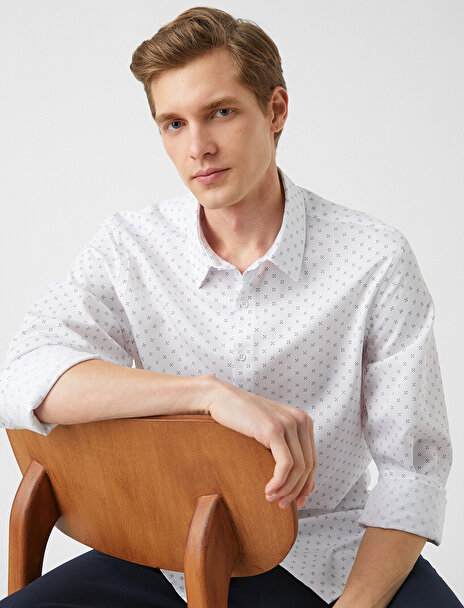 Koton Erkek Slim Fit Mikro Desenli Gömlek Koton Erkek Slim Fit Mikro Desenli Gömlek