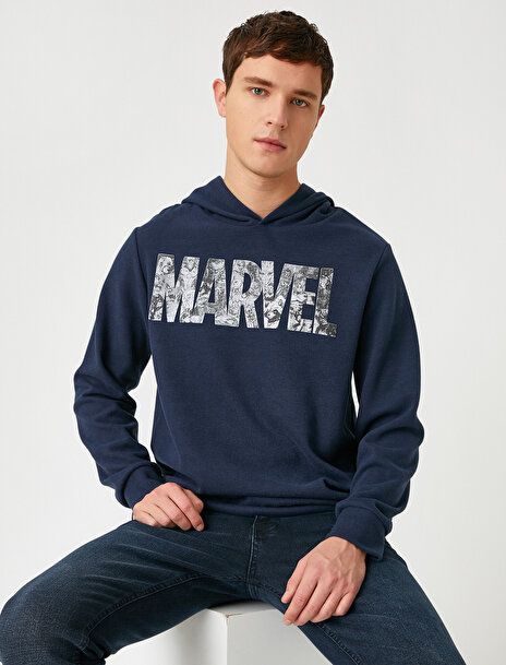 Koton Erkek Marvel Kapşonlu Sweatshirt Lisanslı Baskılı