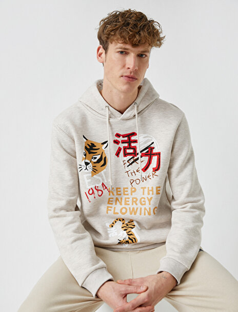Koton Erkek Kaplan Baskılı Kapüşonlu Sweatshirt Koton Erkek Kaplan Baskılı Kapüşonlu Sweatshirt
