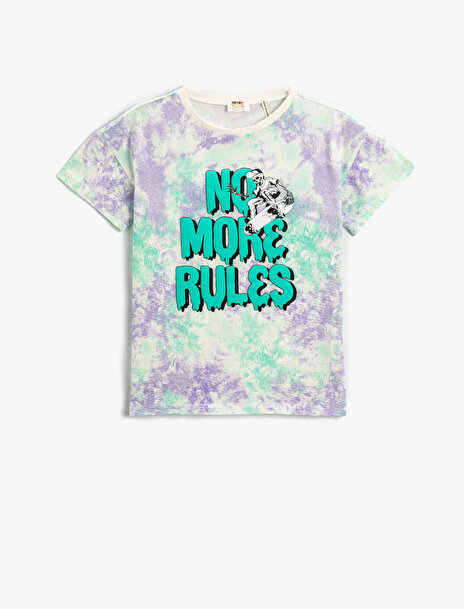 Koton Erkek Çocuk Slogan ve Kurukafa Baskılı Kısa Kollu Tişört Pamuklu