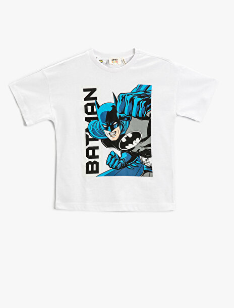 Koton Erkek Çocuk Batman Lisanslı Baskılı Kısa Kollu Tişört Pamuklu