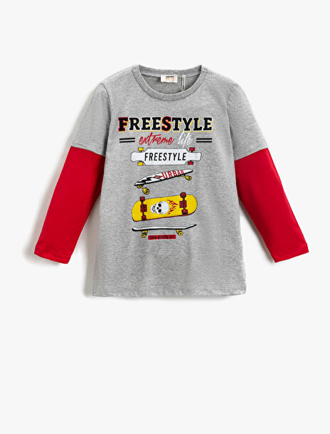Koton Erkek Çocuk Kaykay Baskılı Tişört Uzun Kollu Kurukafalı Koton Erkek Çocuk Kaykay Baskılı Tişört Uzun Kollu Kurukafalı