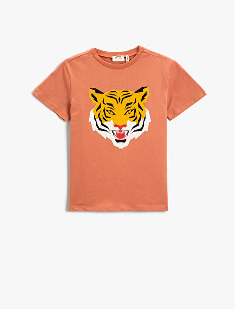 Koton Erkek Çocuk Kaplan Baskılı Tişört Bisiklet Yaka Pamuklu