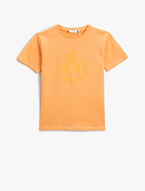 Koton Erkek Çocuk Palmiye Baskılı Kısa Kollu Tişört Pamuklu