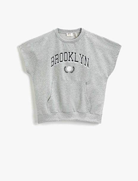 Koton Erkek Çocuk Baskılı Kanguru Cepli Kısa Kollu Sweatshirt