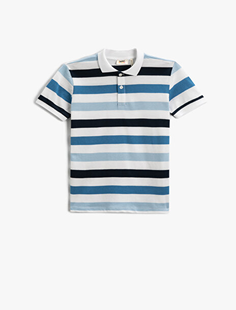 Koton Erkek Çocuk Polo Yaka Tişört Çizgili Kısa Kollu Pamuklu