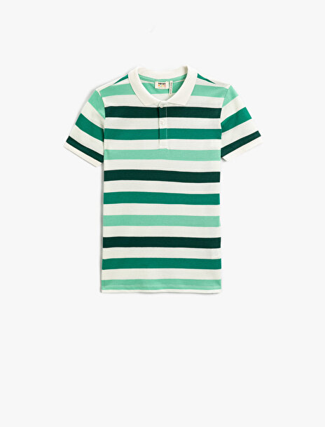 Koton Erkek Çocuk Polo Yaka Tişört Çizgili Kısa Kollu Pamuklu