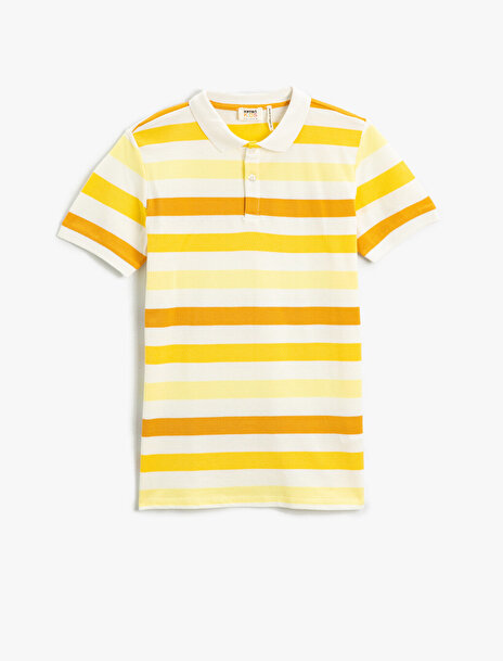 Koton Erkek Çocuk Polo Yaka Tişört Çizgili Kısa Kollu Pamuklu