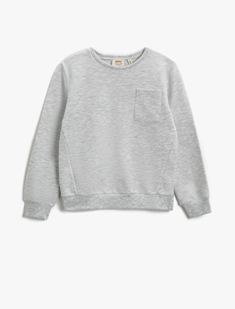 Koton Erkek Çocuk Basic Cepli Sweatshirt Uzun Kollu Pamuklu