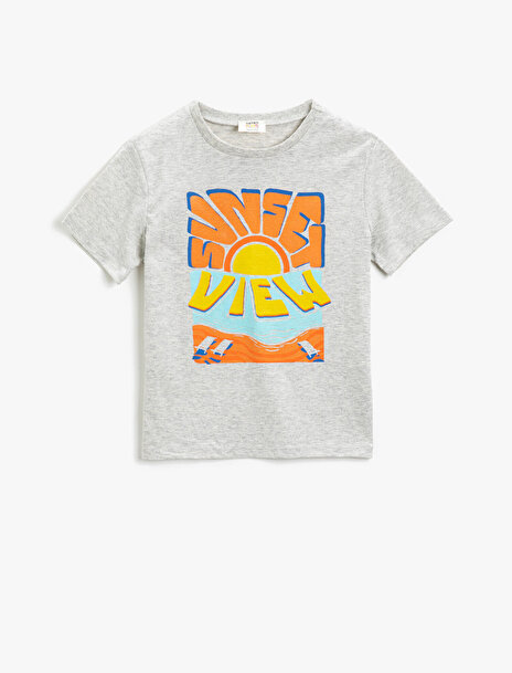 Koton Erkek Çocuk Yaz Temalı Baskılı Kısa Kollu Tişört