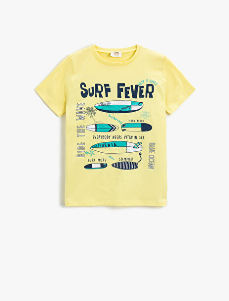 Koton Erkek Çocuk Sörf Baskılı Kısa Kollu Tişört Pamuklu