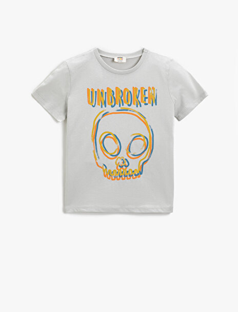 Koton Erkek Çocuk Kurukafa Baskılı Kısa Kollu Tişört Pamuklu