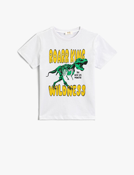 Koton Erkek Çocuk Dinozor Baskılı Tişört Kısa Kollu Pamuklu