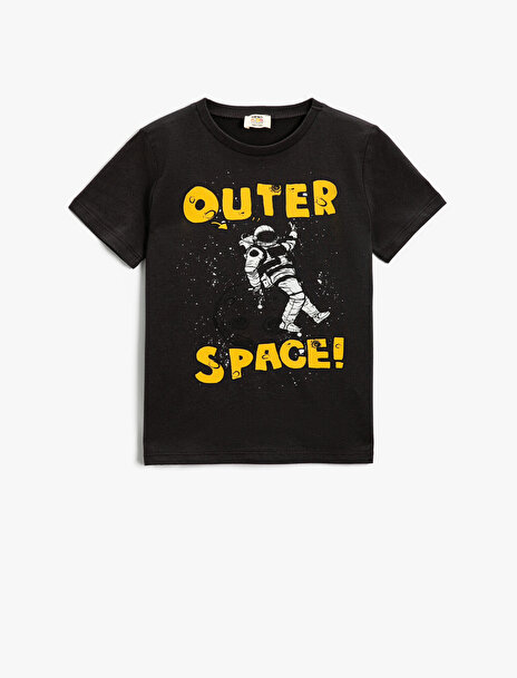 Koton Erkek Çocuk Astronot Baskılı Kısa Kollu Tişört Pamuklu