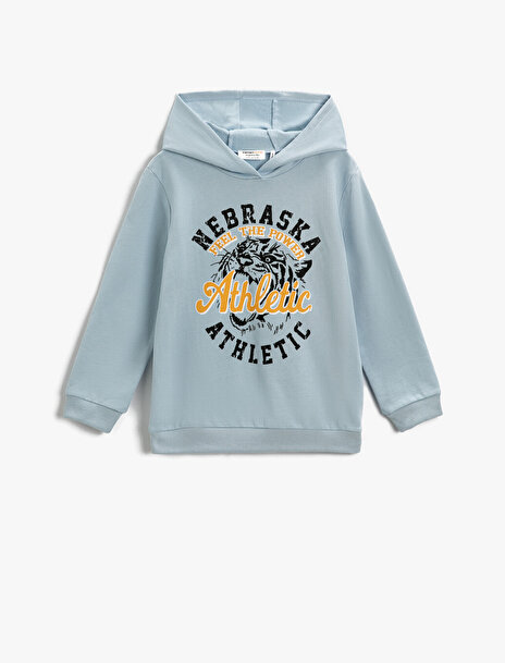 Koton Erkek Çocuk Kaplan Baskılı Kapüşonlu Sweatshirt Pamuklu Uzun Kollu