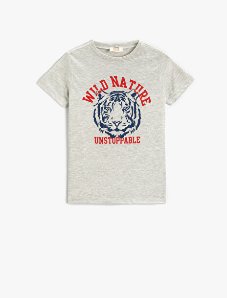 Koton Erkek Çocuk Kaplan Baskılı Kısa Kollu Tişört Pamuklu