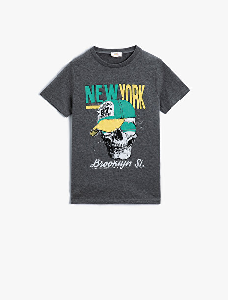 Koton Erkek Çocuk Kurukafa Baskılı Tişört Kısa Kollu